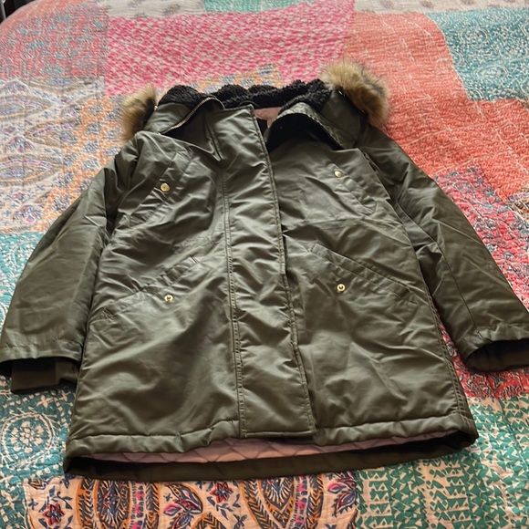 J. Crew | Jackets & Coats | J Crew Olive Faux Fur Parka | Poshmark